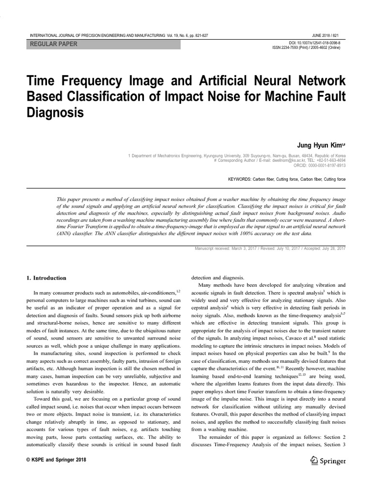 Time Frequency Image And Artificial Neural Network Based Classification Of Impact Noise For