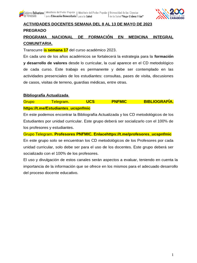 ACTIV DE LA SEM DEL 8 AL 13mayo 2023 | PDF | Patología | Laboratorios