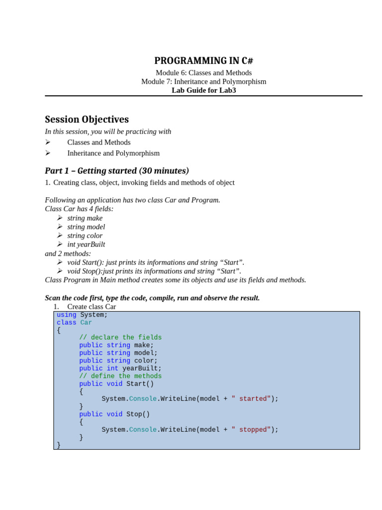 C#_Lab03 | PDF | Method (Computer Programming) | Inheritance (Object Oriented Programming)