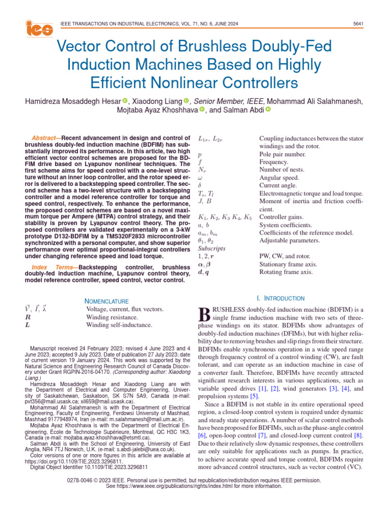 2024-Vector Control of Brushless Doubly-Fed Induction Machines Based On Highly Efficient ...