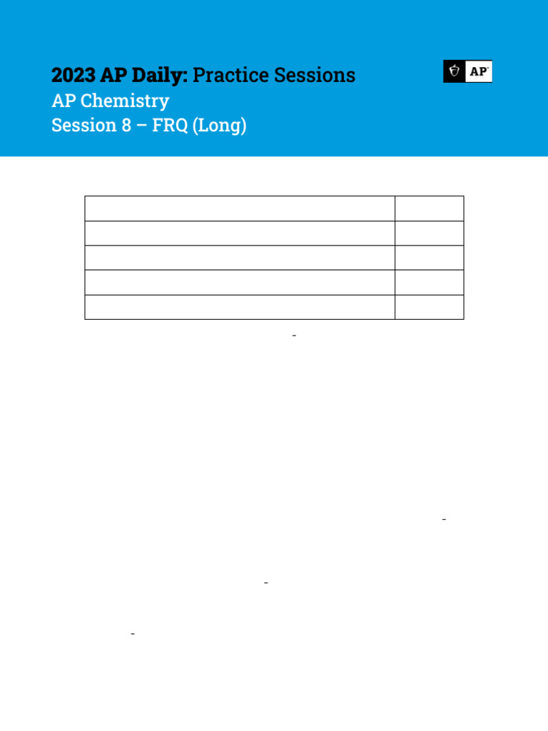 Session 8 Chemistry 2023 AP Daily Practice Sessions | PDF ...
