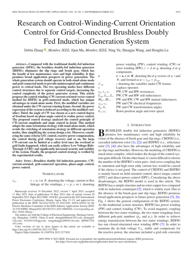1research On Control-Winding-Current Orientation Control For Grid-Connected Brushless Doubly Fed ...