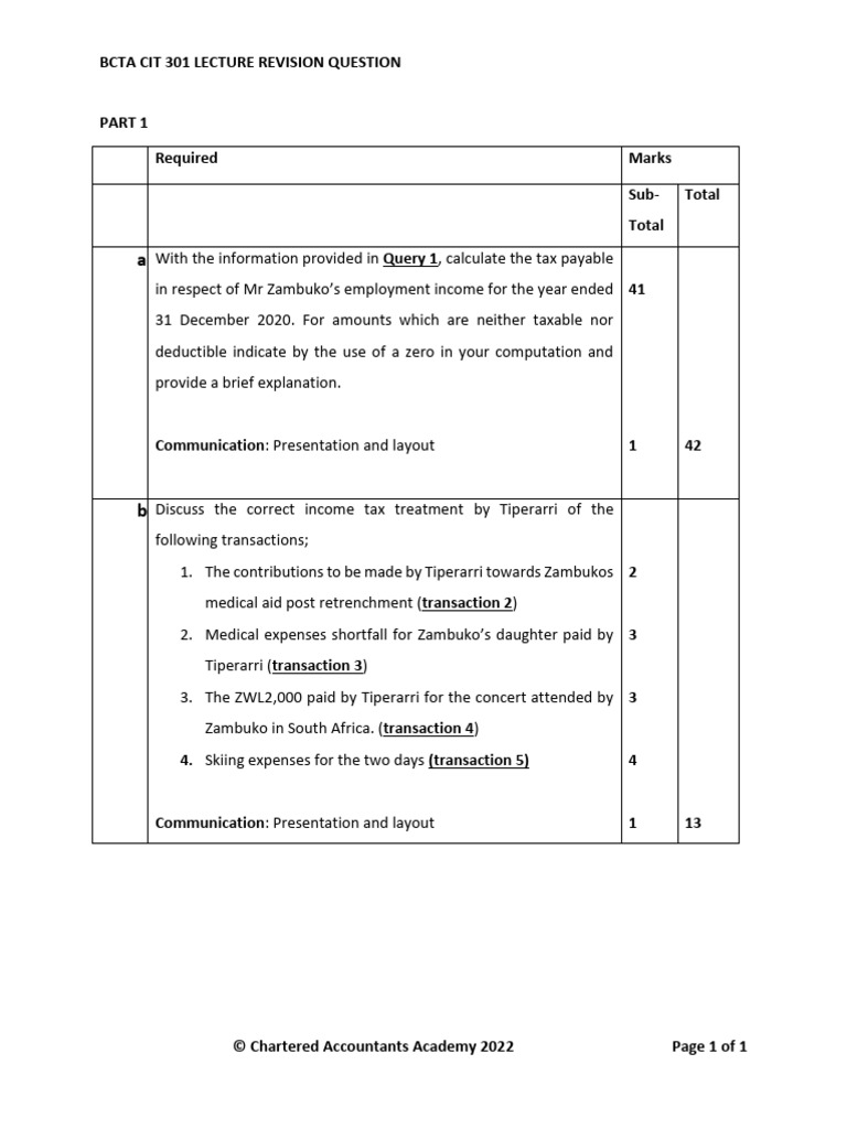 CIT Lecture Revision Question - Required | PDF