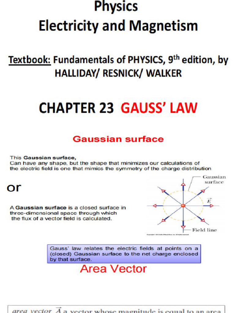 Full Chapter#23 Gauss's Law Full Chapter | PDF