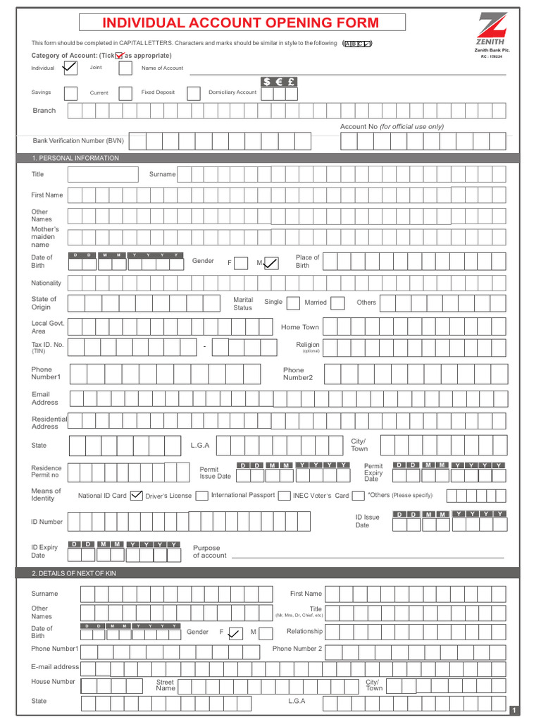 Individual Account Opening Form | PDF
