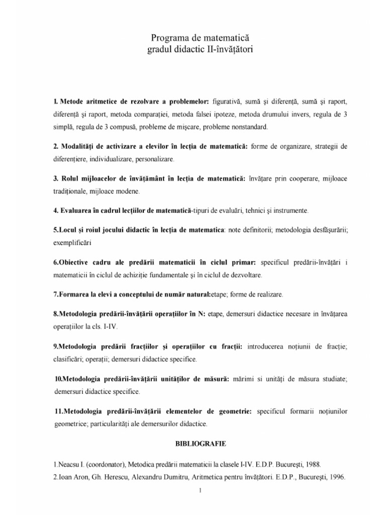 1075 Programa A Invatatori Gradul II | PDF