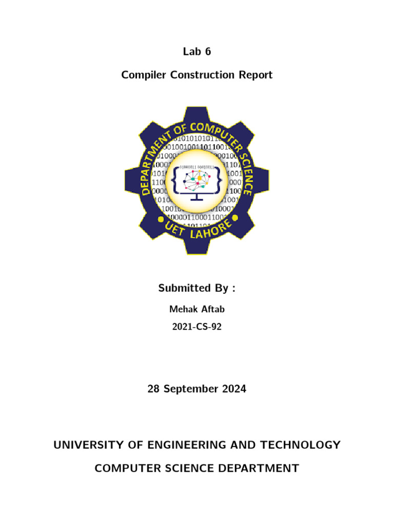 CC Lab 6 Report | PDF | Software Engineering | Grammar