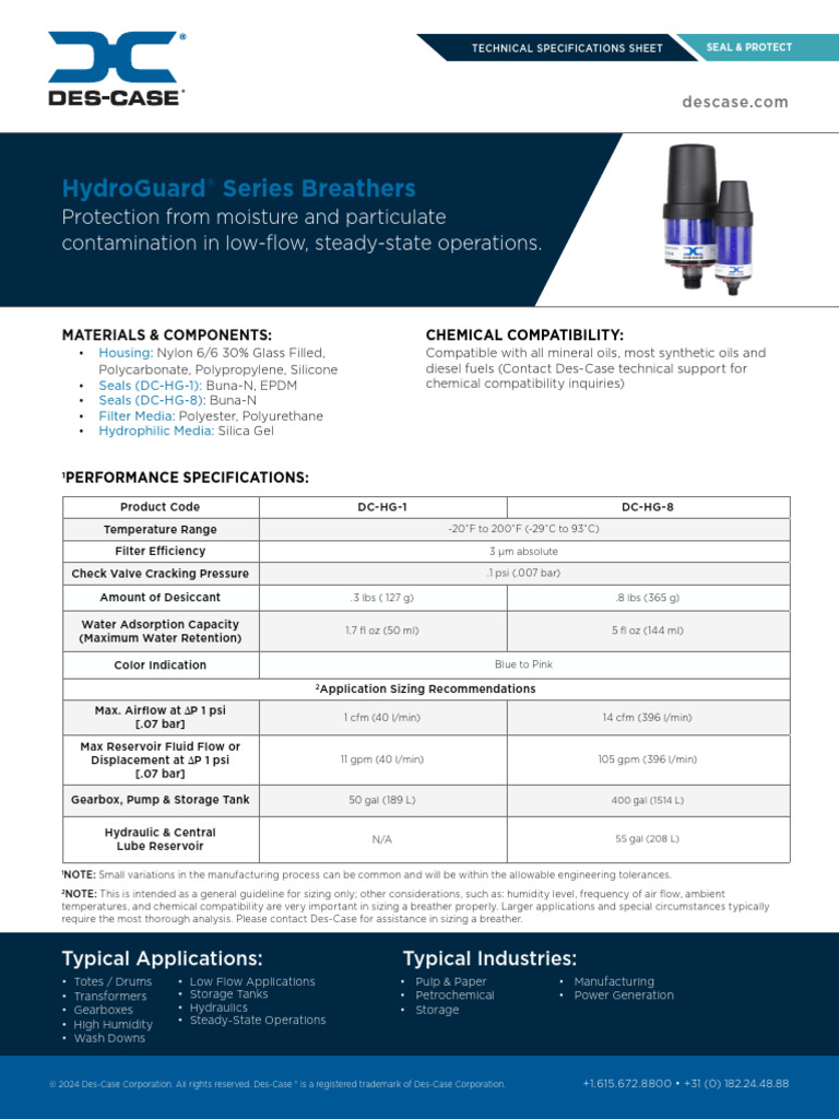 HydroGuard-Breathers-Tech-Sheet_EN | PDF