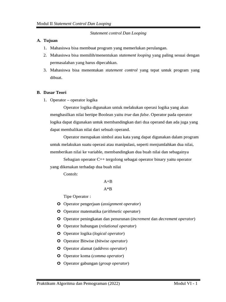 MODUL II - Statement Control - Looping Yg BNR | PDF