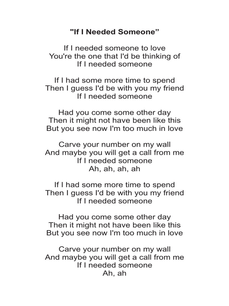 "If I Needed Someone Lyrics" | PDF