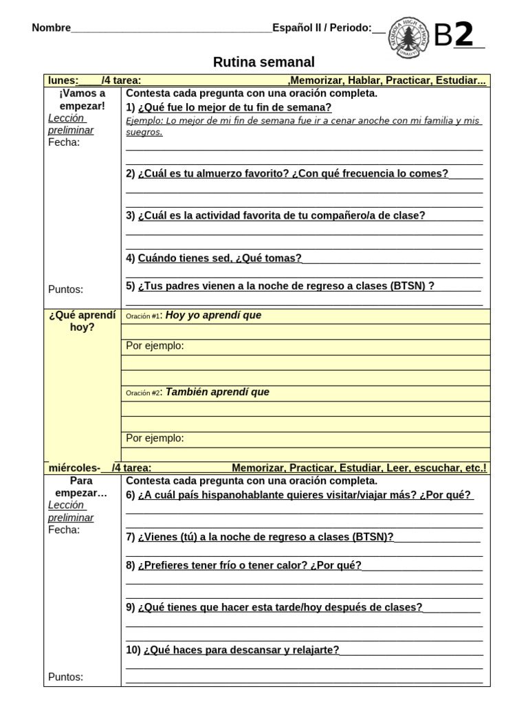 Preguntas y Reflexiones de Español II | PDF | Crecimiento personal y ...