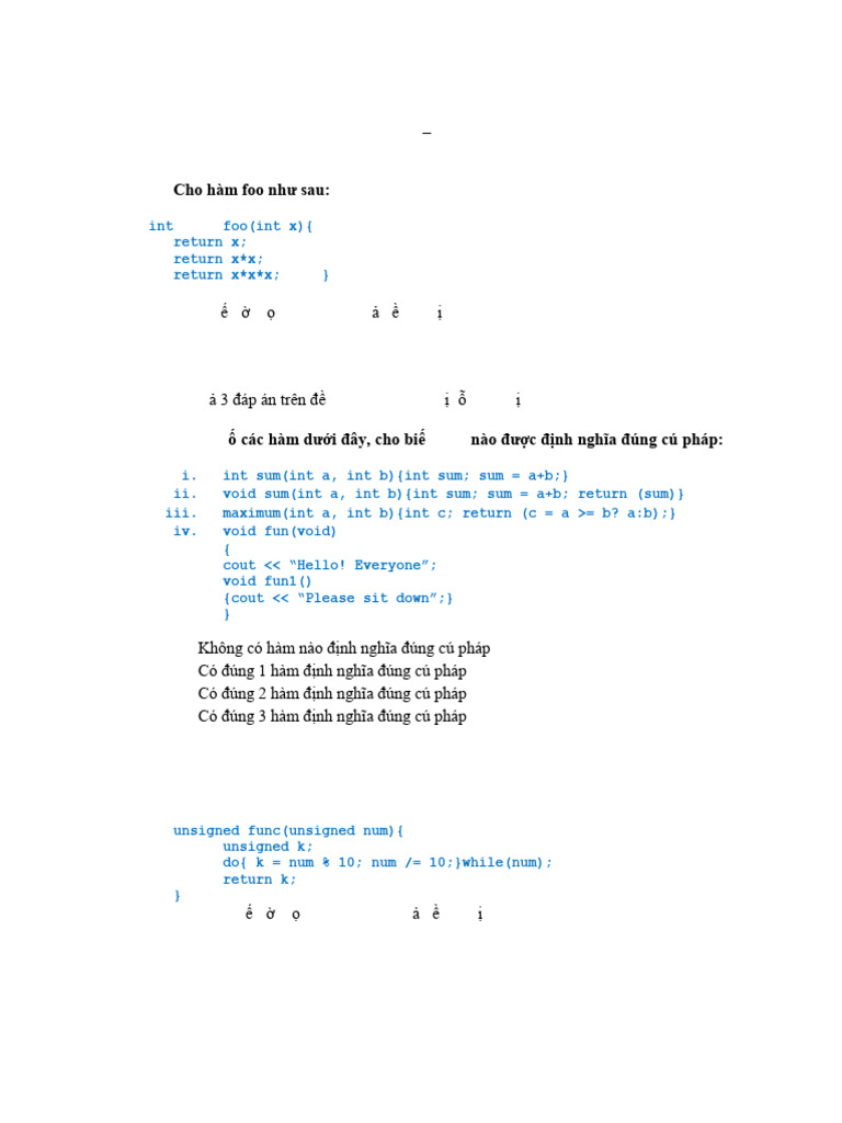Nhap Mon Lap Trinh Tran Giang Son Quiz 6 Function (Cuuduongthancong - Com) | PDF