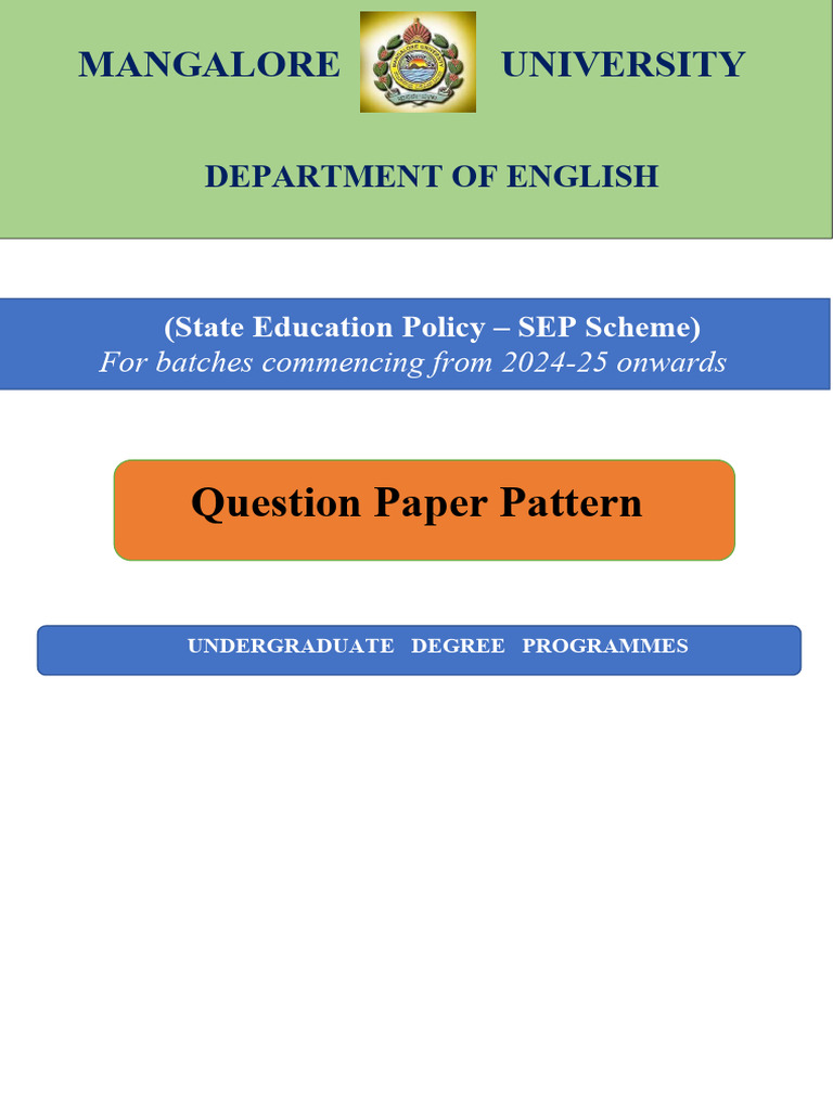English Question Paper Pattern 1 38-1-37 | PDF | Question | Poetry