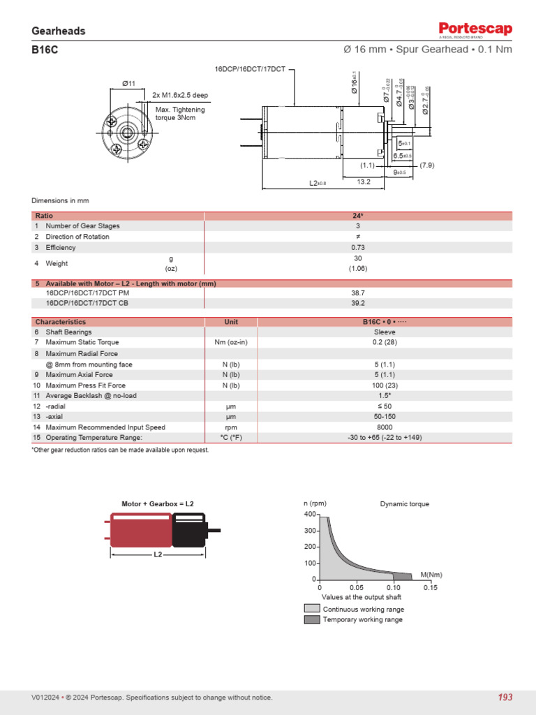 Specifications b16c | PDF | Gear | Electric Motor