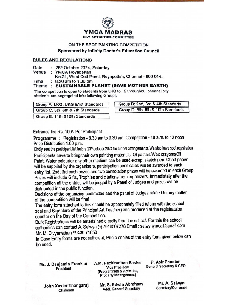 YMCA Drawing Competition | PDF