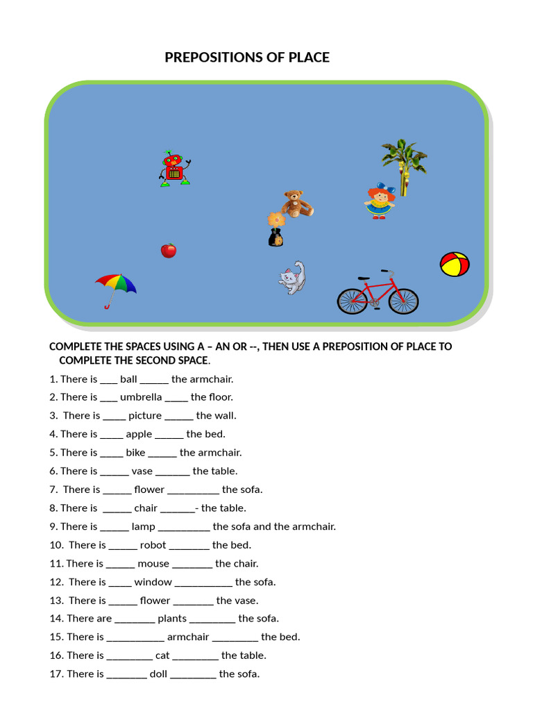 518518685 Prepositions of Place Worksheet | PDF