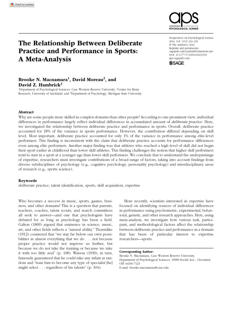 Deliberate Practice's Impact on Sports Performance | PDF | Meta ...