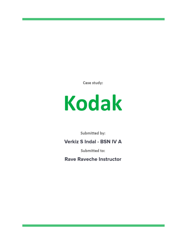 Kodak Case Study by Verkiz S Indal | PDF | Digital Imaging | Fujifilm