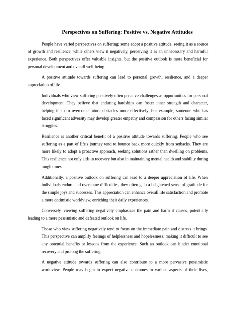 Perspectives On Suffering WRITING | PDF | Psychological Resilience ...