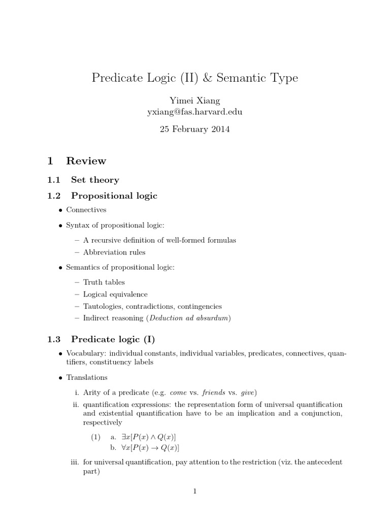 Understanding Predicate Logic and Semantics | PDF | First Order Logic | Interpretation (Logic)