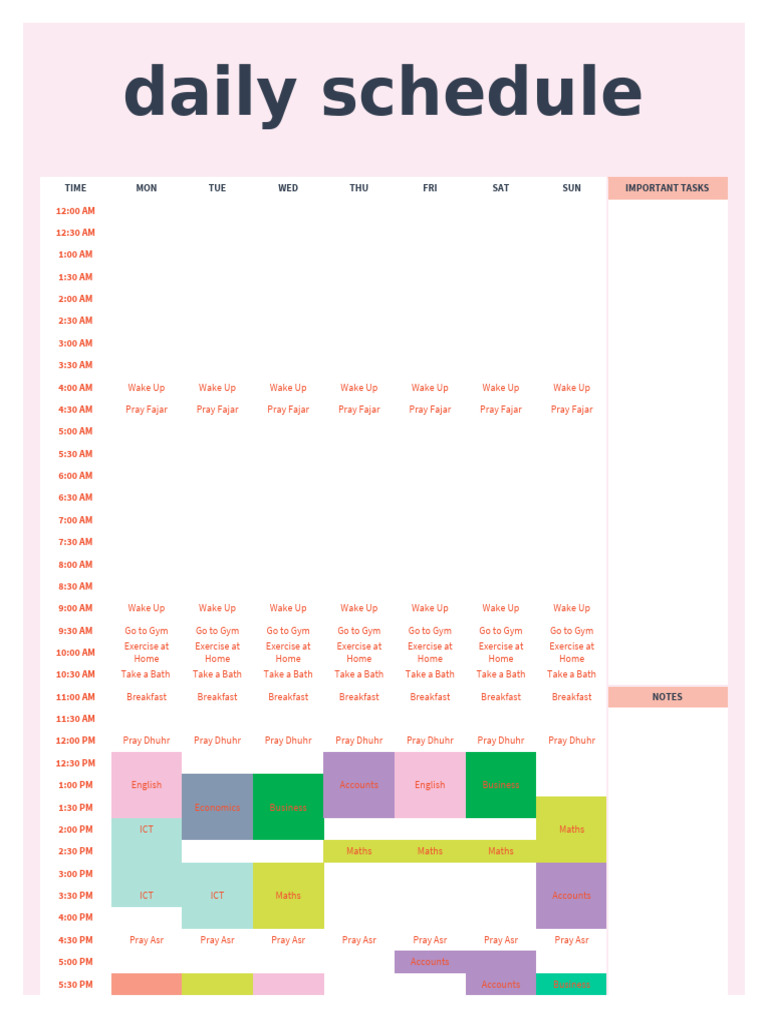 Daily Schedule | PDF | Prayer