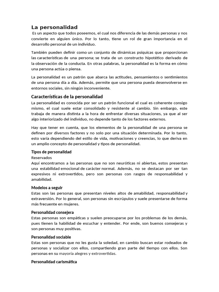 La Personalidad | PDF | Las emociones | Expresión facial