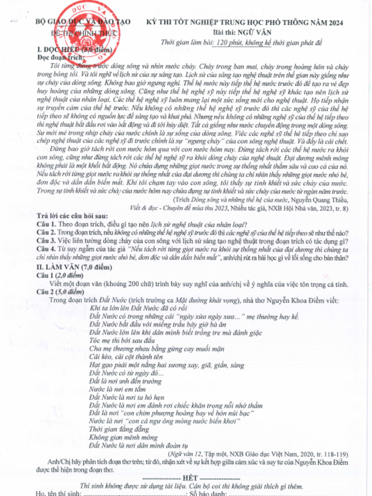 de Thi Mon Ngu Van | PDF