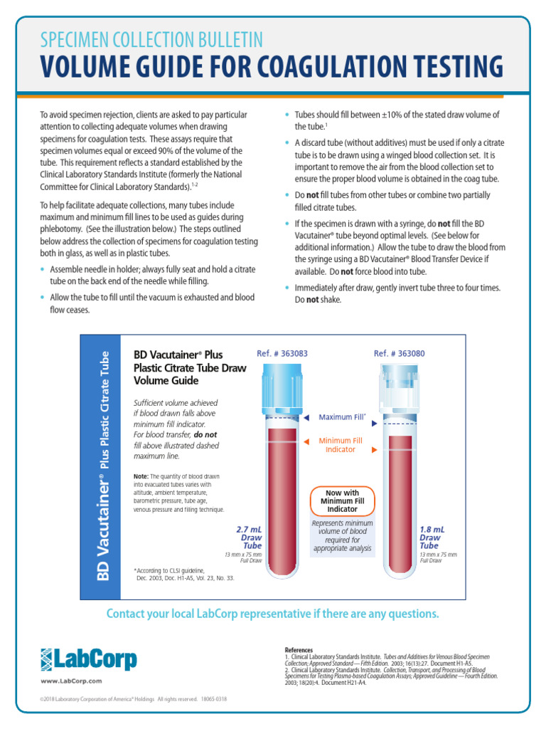 Volume_Guide_For_Coag_Testing | PDF | Blood
