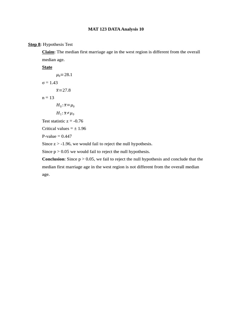 Mat 123 Data Analysis 10 | PDF