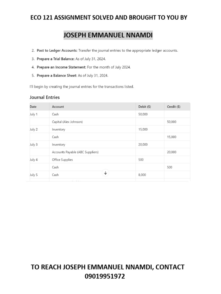 ECO 121 Assignment Solutions PDF | PDF | Cooking, Food & Wine