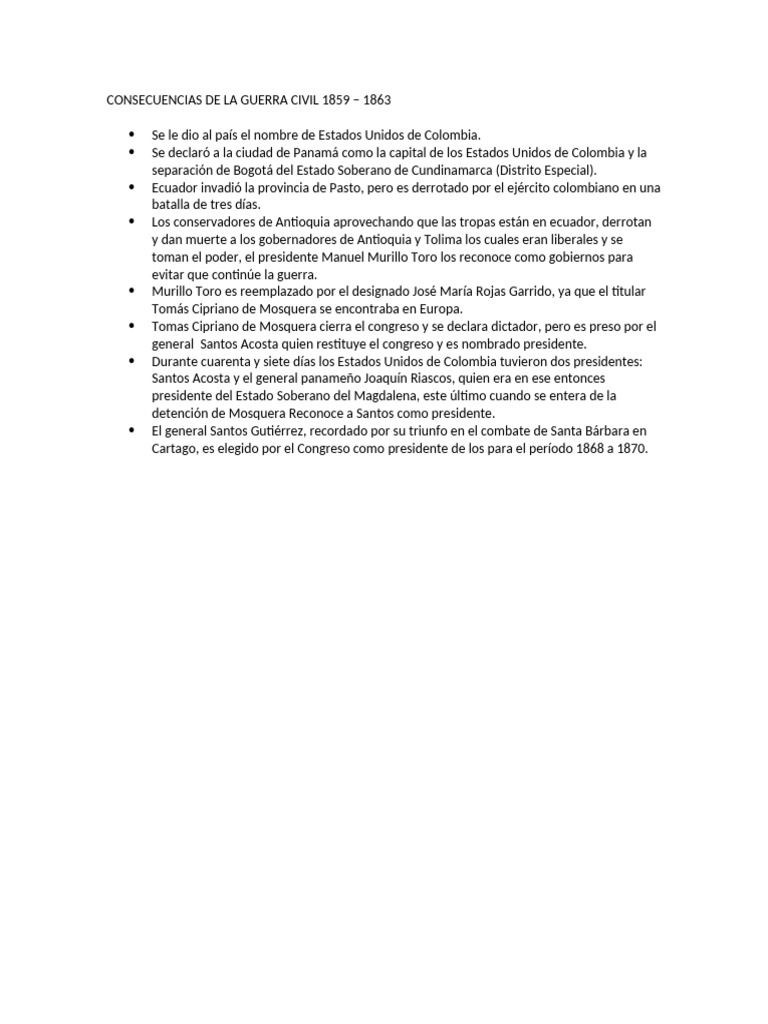 Consecuencias de La Guerra Civil 1859 | PDF | Política | Viajes y turismo