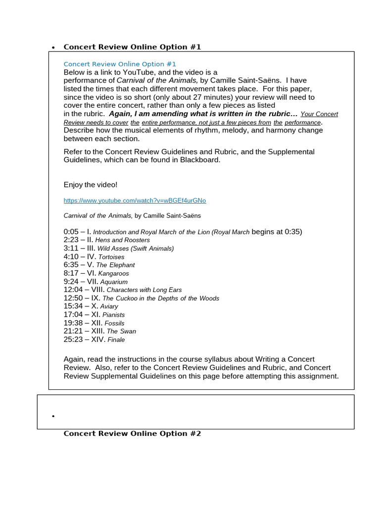 Concert Review Options | PDF | Orchestras | Musical Forms