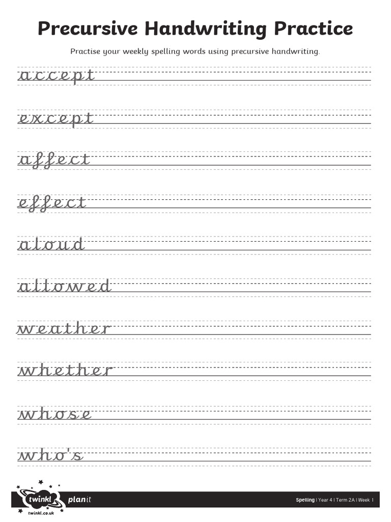 Precursive Handwriting Practice Sheet | PDF | Language Arts & Discipline