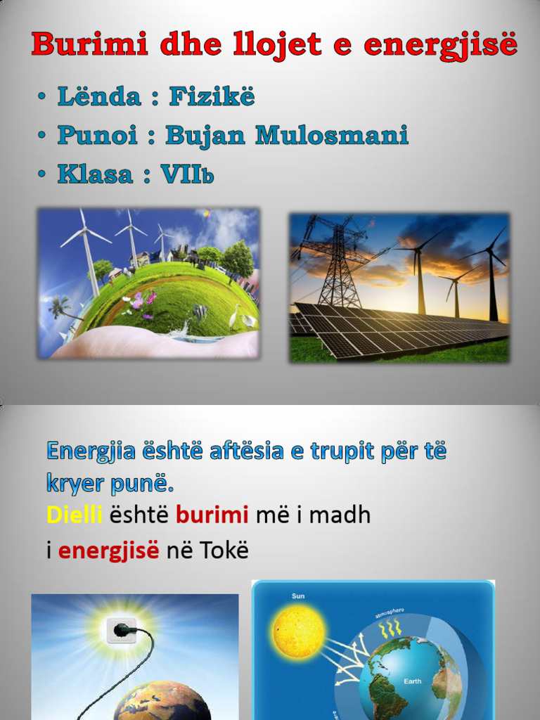 Burimi Dhe Llojet e Energjisë | PDF