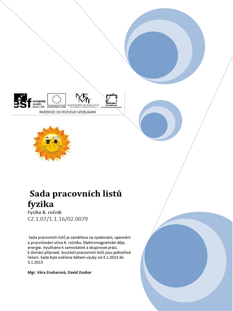 Sada Pracovních Listů Fyzika. Fyzika 8. Ročník CZ.1.07 - 1.1.16 | PDF