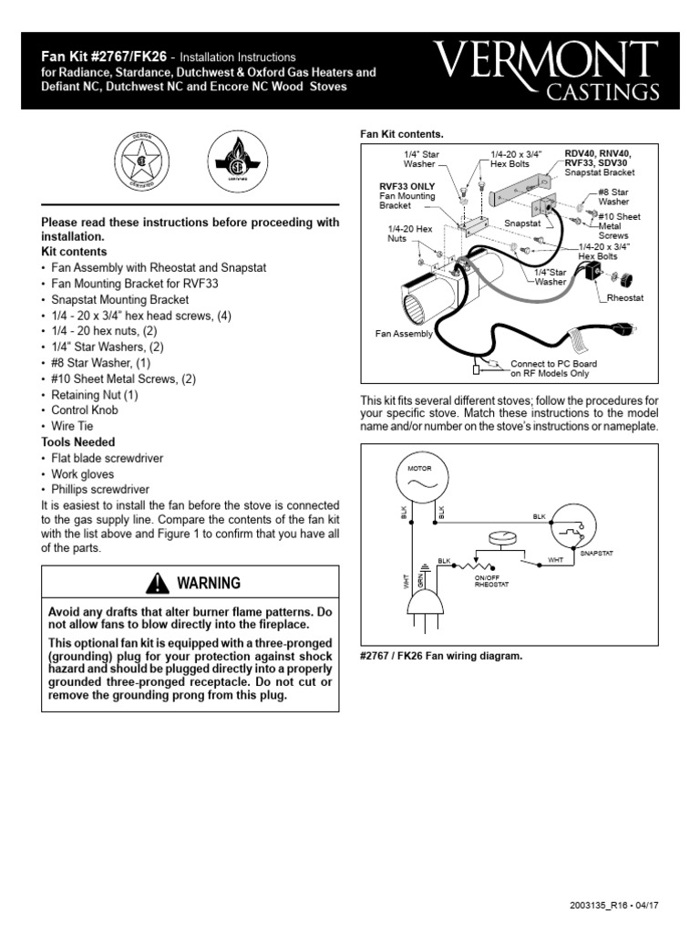 FK26 Fan Kit Installation Guide | PDF | Screw | Nut (Hardware)