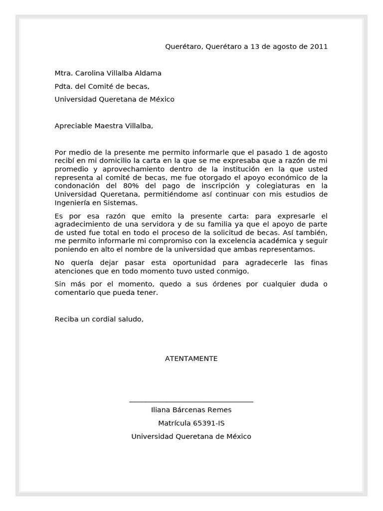 Carta de Agradecimiento Ejemplos | PDF | Relaciones personales, crianza ...