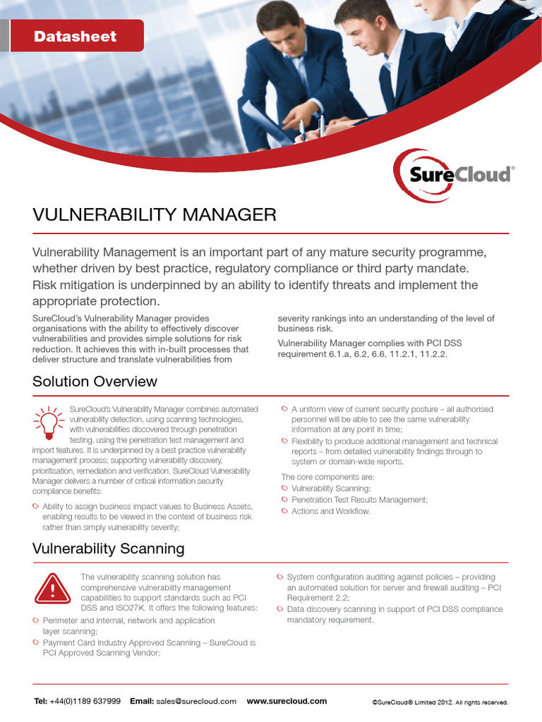 SureCloud Vulnerability Manager Datasheet | PDF | Vulnerability (Computing) | Computer Security