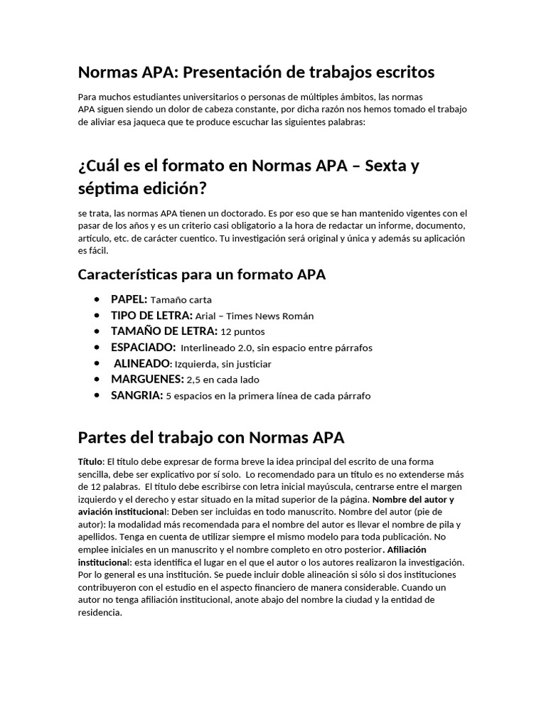 Guía Rápida de Normas APA para Estudiantes | PDF