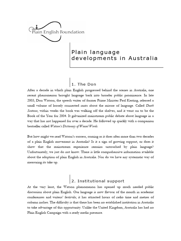 Plain Language Movement in Australia | PDF | Plain Language
