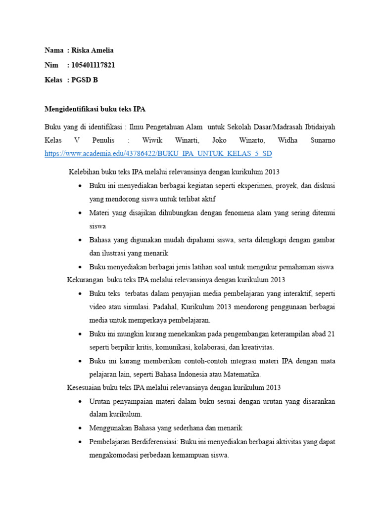 Mengidentifikasi Buku Teks Ipa Riska Amelia | PDF | Kajian Bahasa Asing