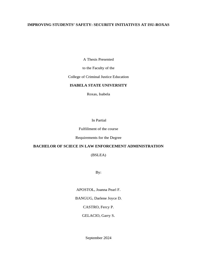 IMPROVING STUDENTS' SAFETY_ SECURITY INITIATIVES AT ISU-R | PDF ...