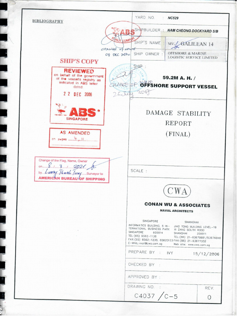 Damage Stability Report g14 | PDF