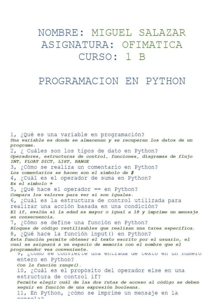Tarea Ofimatica-1b-Miguel Salazar-Python | PDF | Python (lenguaje de programación) | Desarrollo ...