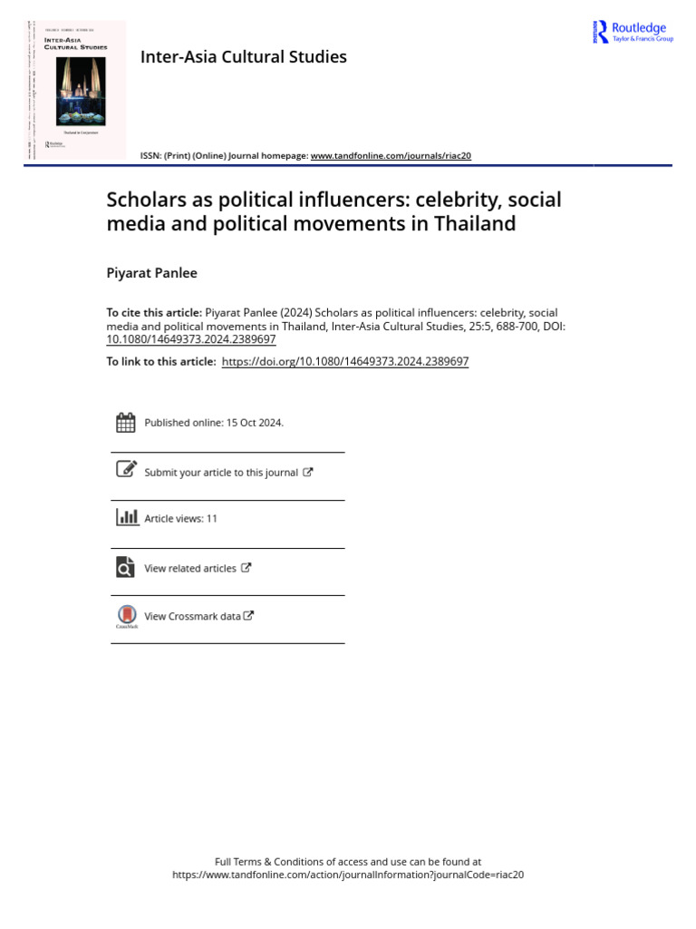 Scholars As Political Influencers Celebrity Social Media and Political ...