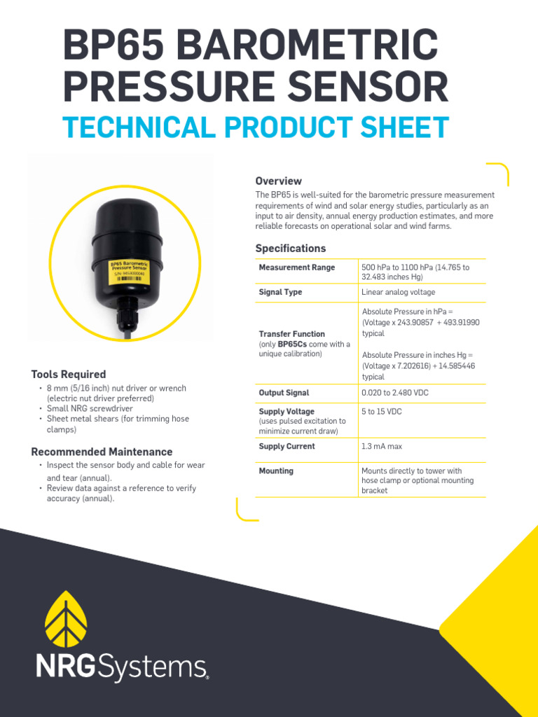 BP65 Barometric Sensor Guide | PDF | Pressure Measurement | Sensor