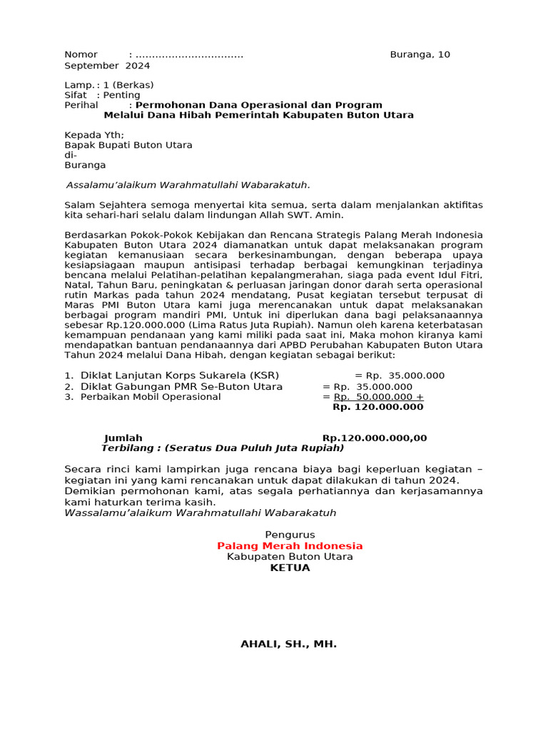 Proposal Anggaran PMI 2024 Perubahan | PDF | Bisnis | Ilmu Sosial