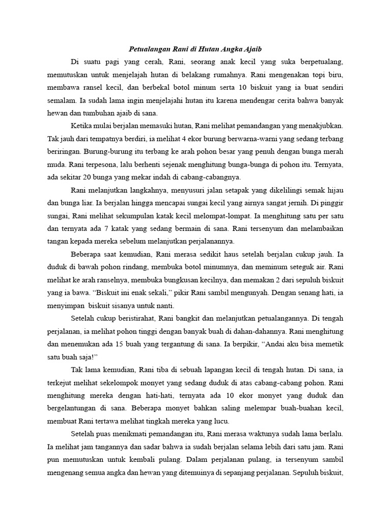 Cerita Petualangan Rani Di Hutan Angka Ajaib | PDF