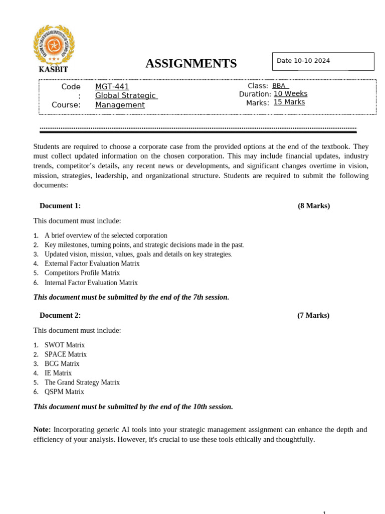 59130Strategic Management Assignment | PDF 59130Strategic Management Assignment | PDF