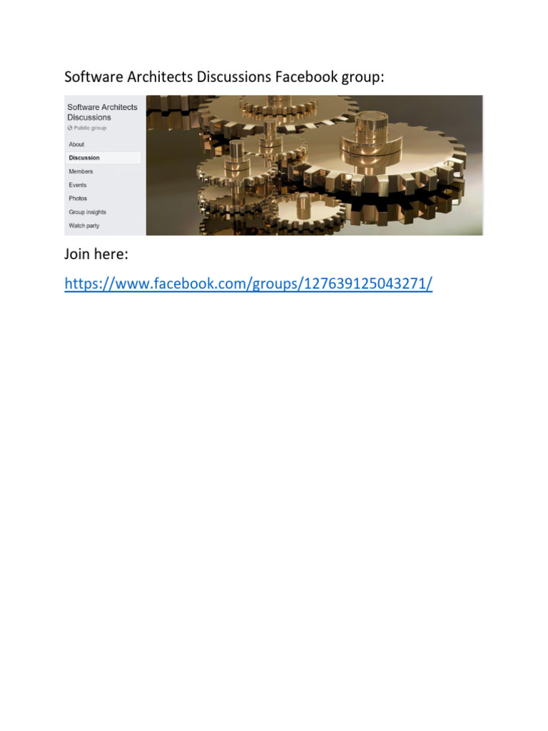 Software+Architects+Discussions+Facebook+Group | PDF
